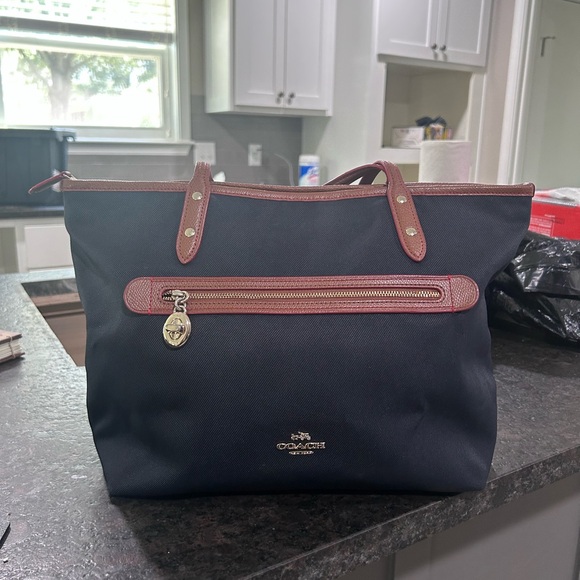Coach | Bags | Coach Navy And Brown Womens Tote Bag | Poshmark